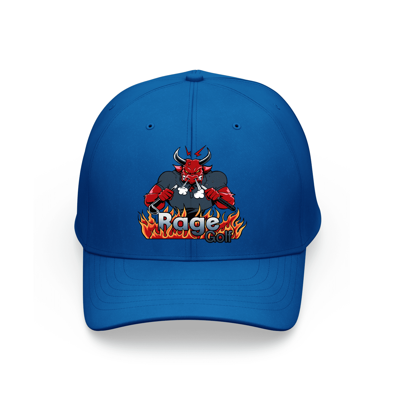 Bull Velcro Ball Cap - Angry Bull Icon in Yellow, Black, or Blue by Rage Golf